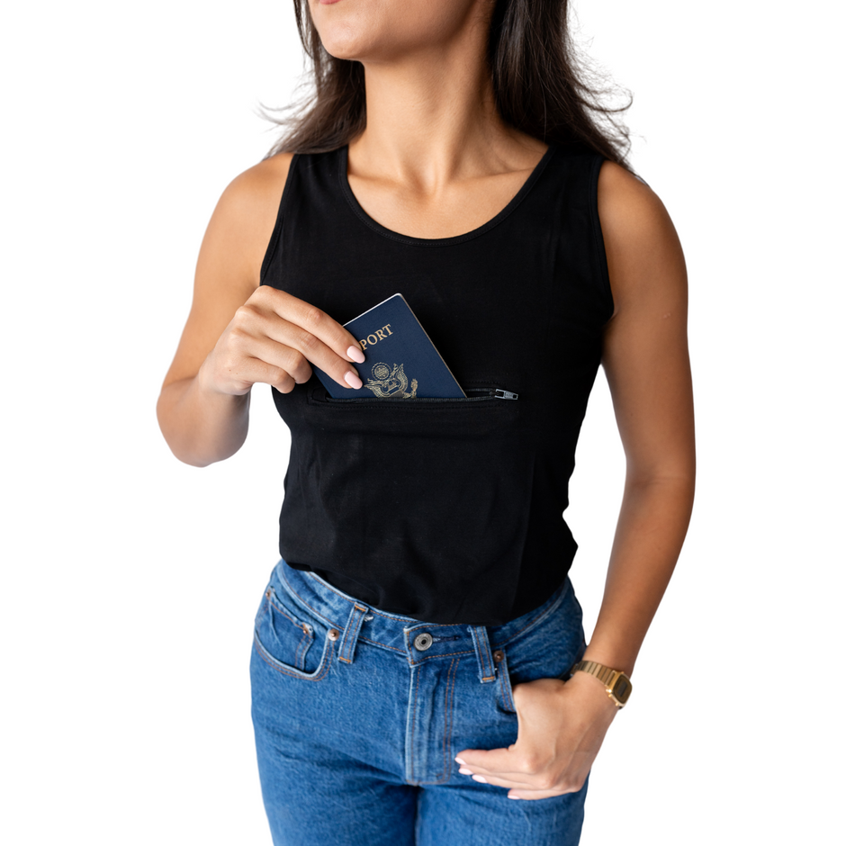 Women's Tank Top with 2 Secret Pockets – The Clever Travel Company