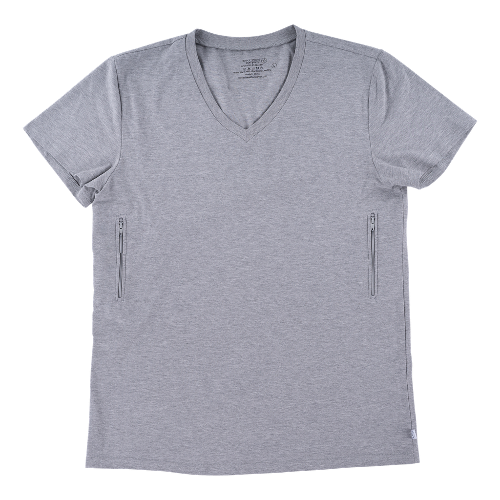 V-Neck T-shirt with 2 Hidden Pockets - PickPocket Proof – The Clever ...